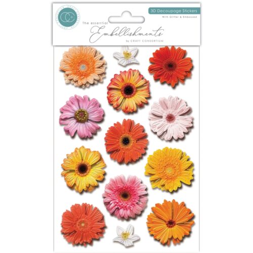 Craft Consortium 3D Decoupage Stickers Flowers – Mini 3D-kukat (koottuna)
